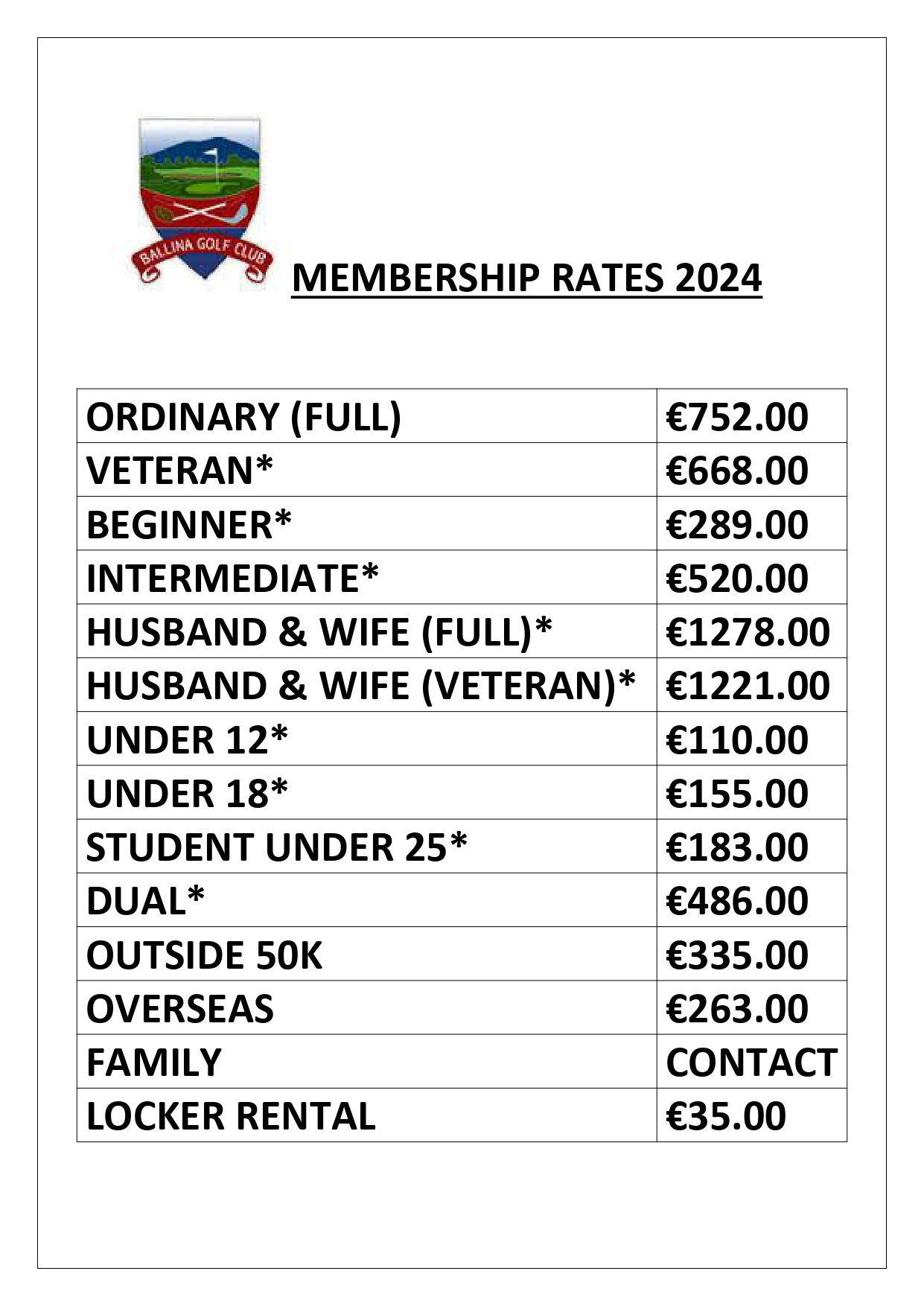Membership - Ballina Golf Club